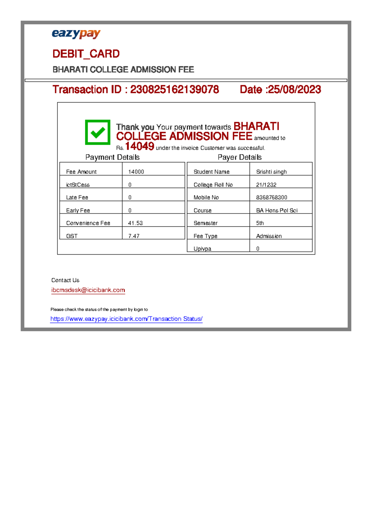 Sample 1693218814265 - Gahaoaihaava - DEBIT_CARD BHARATI COLLEGE ...