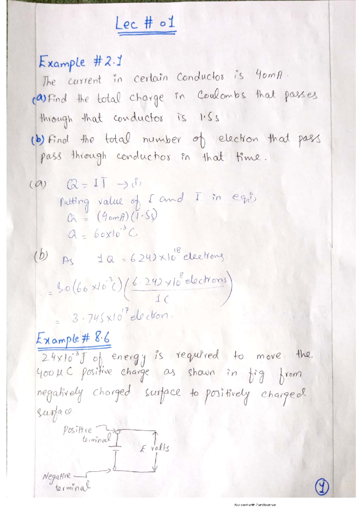 Phy Assignment - Lec 01 Example The current in certain Conductor is 40mA a) Find the total ...