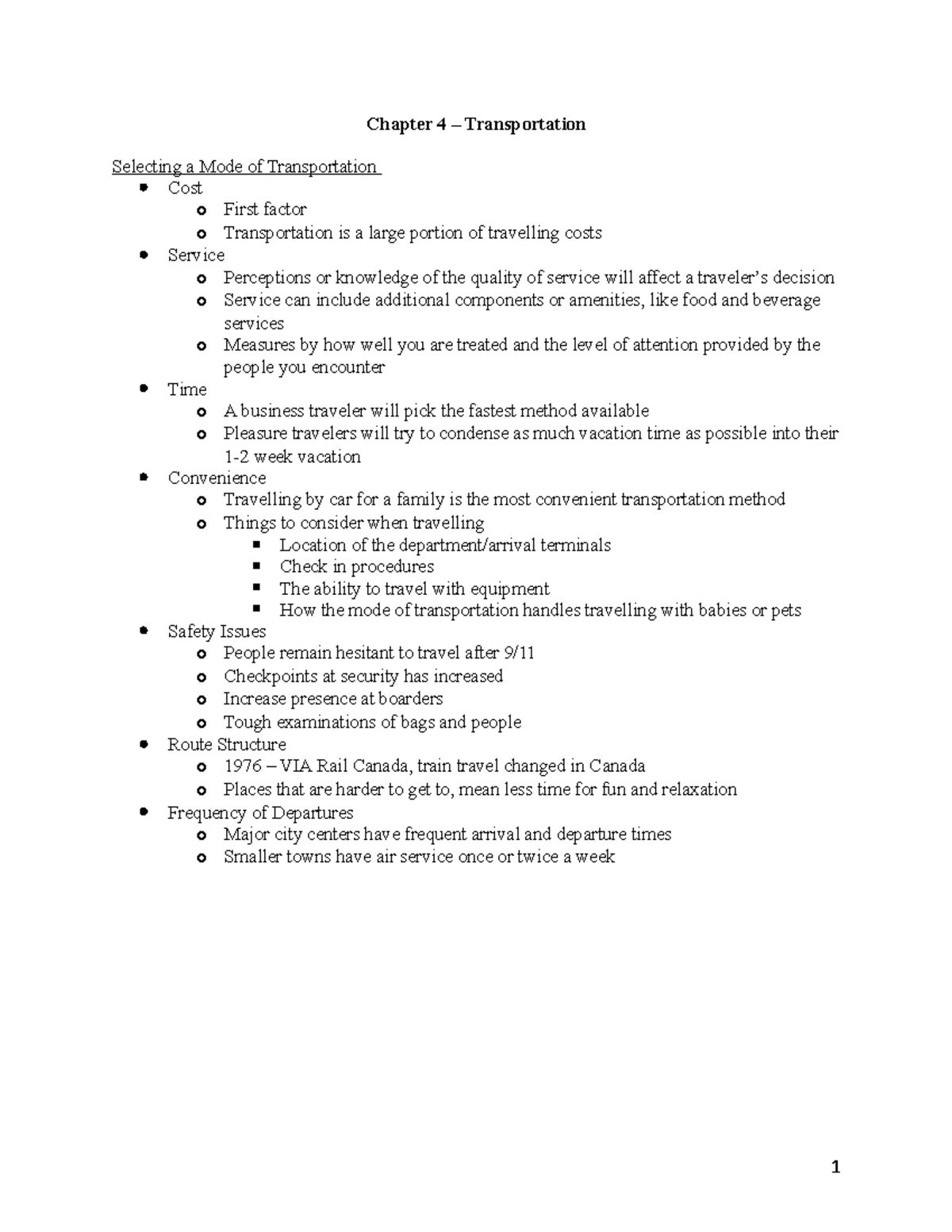 Chapter 4 Textbook - Chapter 4 – Transportation Selecting a Mode of ...