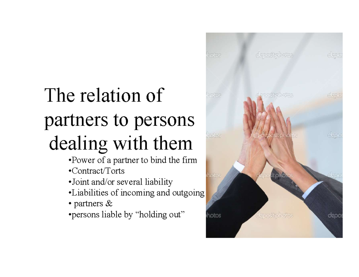 3. Relation of partners and 3rd Parties - The relation of partners to ...