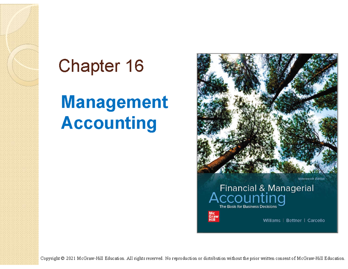 Acct 102 - ch 16 management accounting pt 1 - Copyright © 2021 McGraw ...