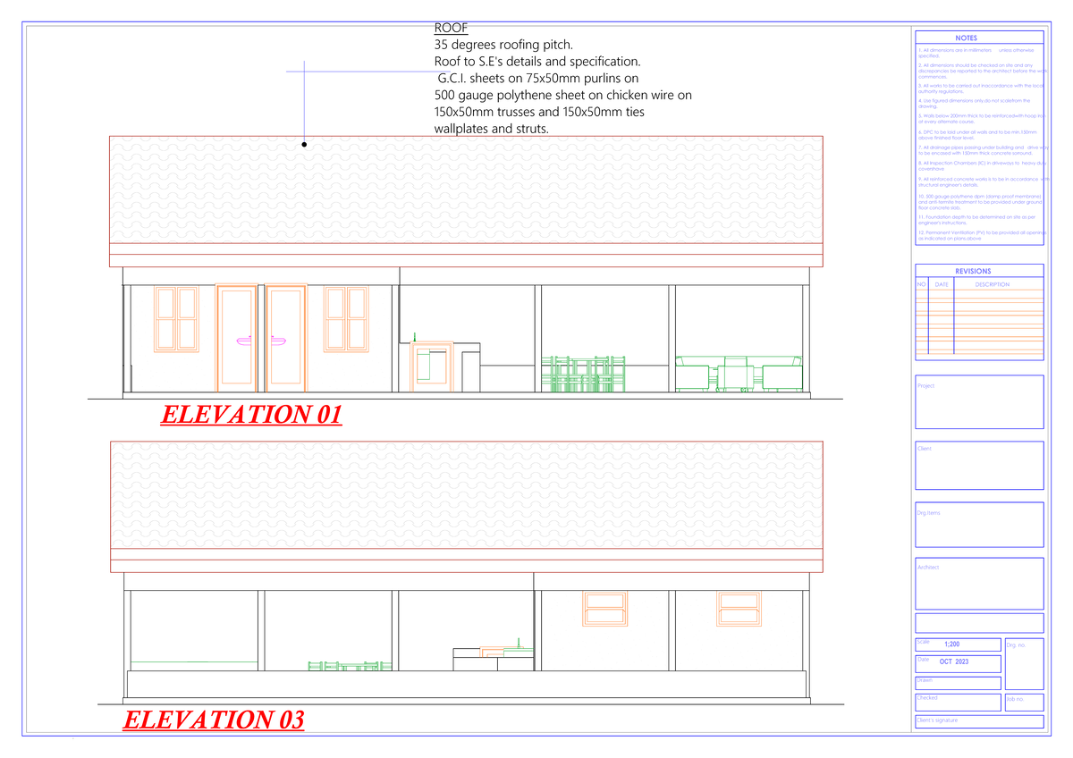 Elevation 1 &3 - GSPublisherEngine 0.0. ELEVATION 01 ELEVATION 03 ROOF 35 degrees roofing pitch ...