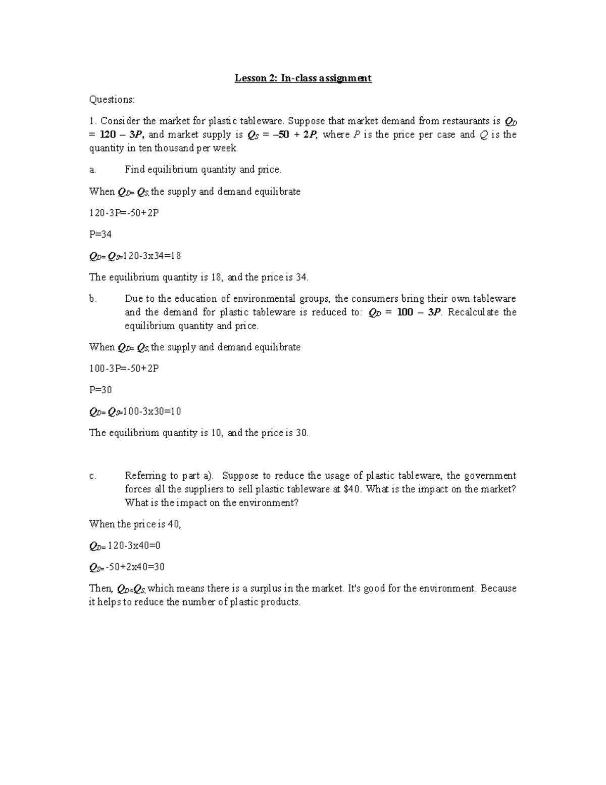 Week 2 in class assignment 24-25 clear - Lesson 2: In-class assignment Questions: Consider the ...