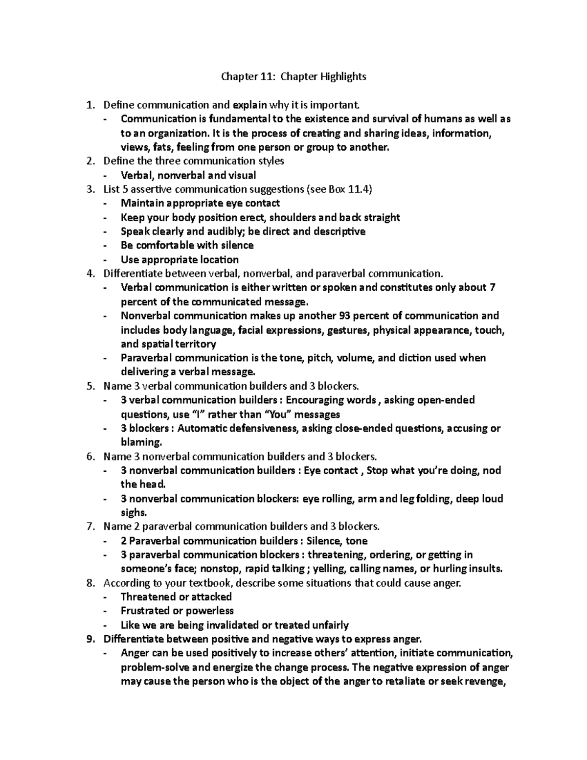 Chapter 11 Highlights - Chapter 11: Chapter Highlights Define ...