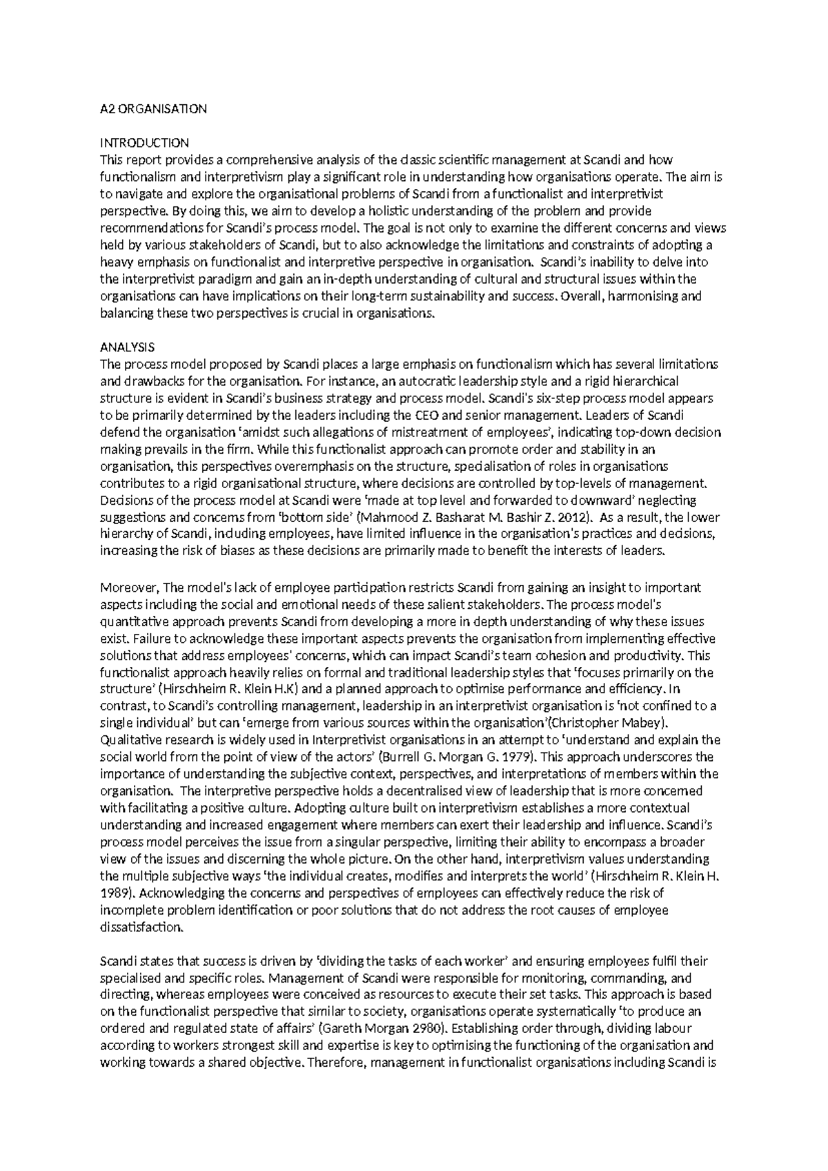 A2 Organisation Consultancy Report - A2 ORGANISATION INTRODUCTION This report provides a - Studocu