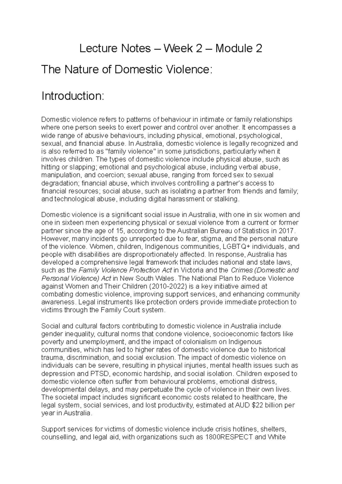 Lecture Notes - Week 2 - Lecture Notes – Week 2 – Module 2 The Nature ...