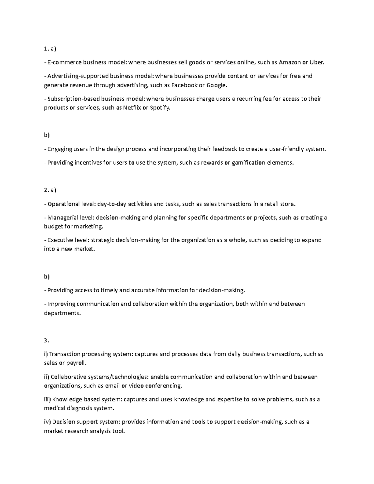 Solved - cbvb v b - a) E-commerce business model: where businesses sell ...