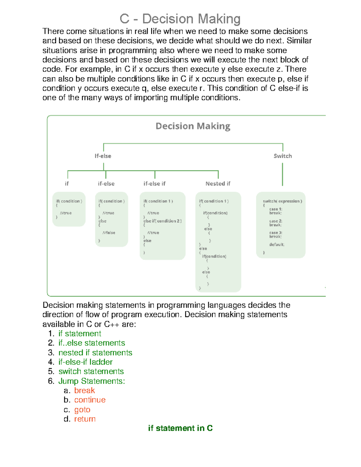 Lect9-Storage-Class - Decision making statement contains conditions ...