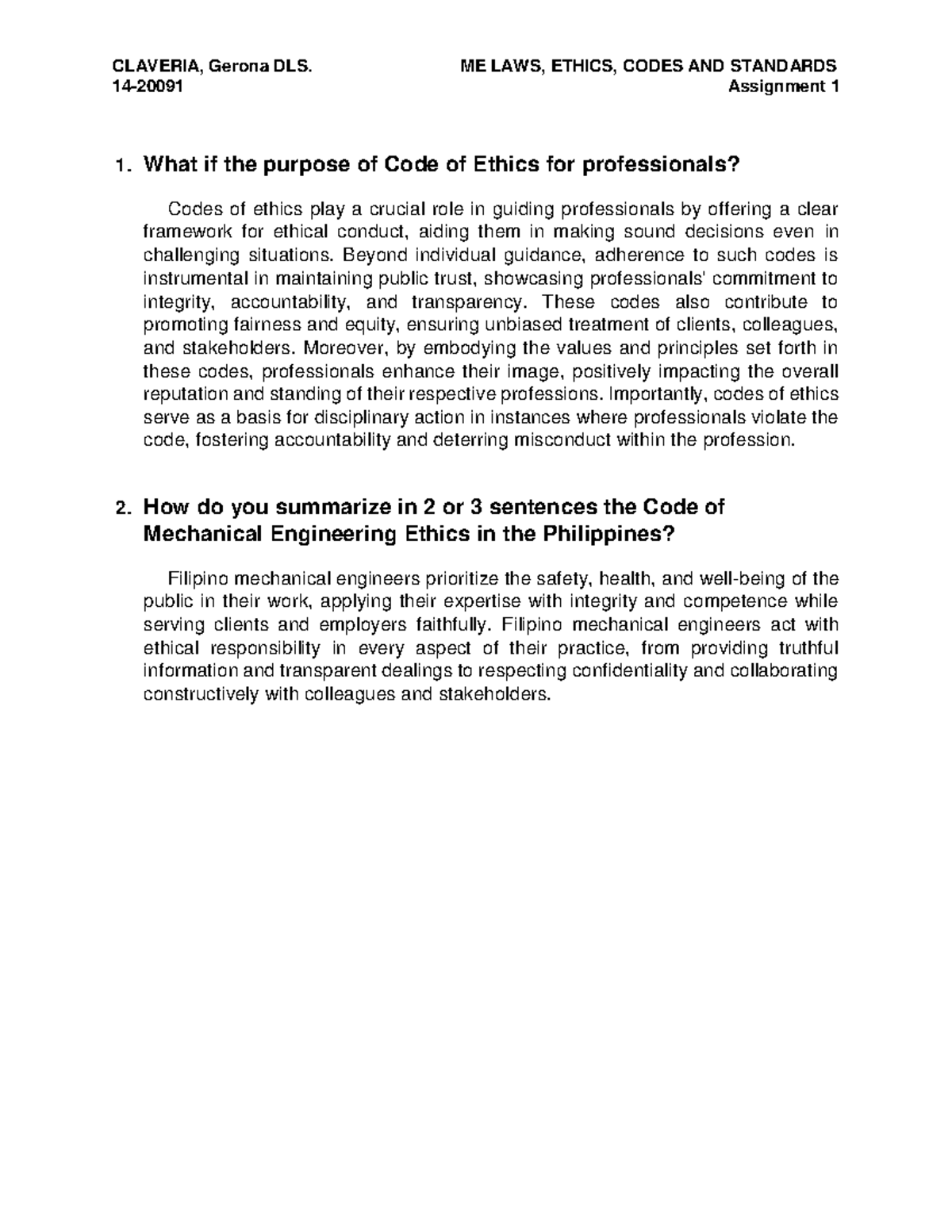 Code of Ethics of PSME - CLAVERIA, Gerona DLS. ME LAWS, ETHICS, CODES ...