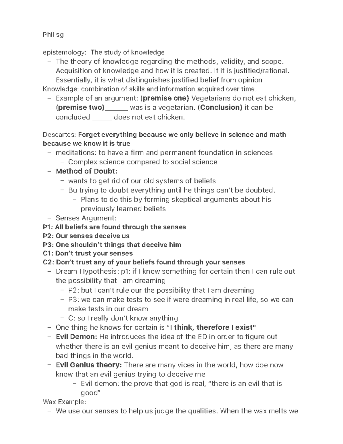Study Guide Philosophy - – – – – – – – – – – – – – – – – – Phil sg ...