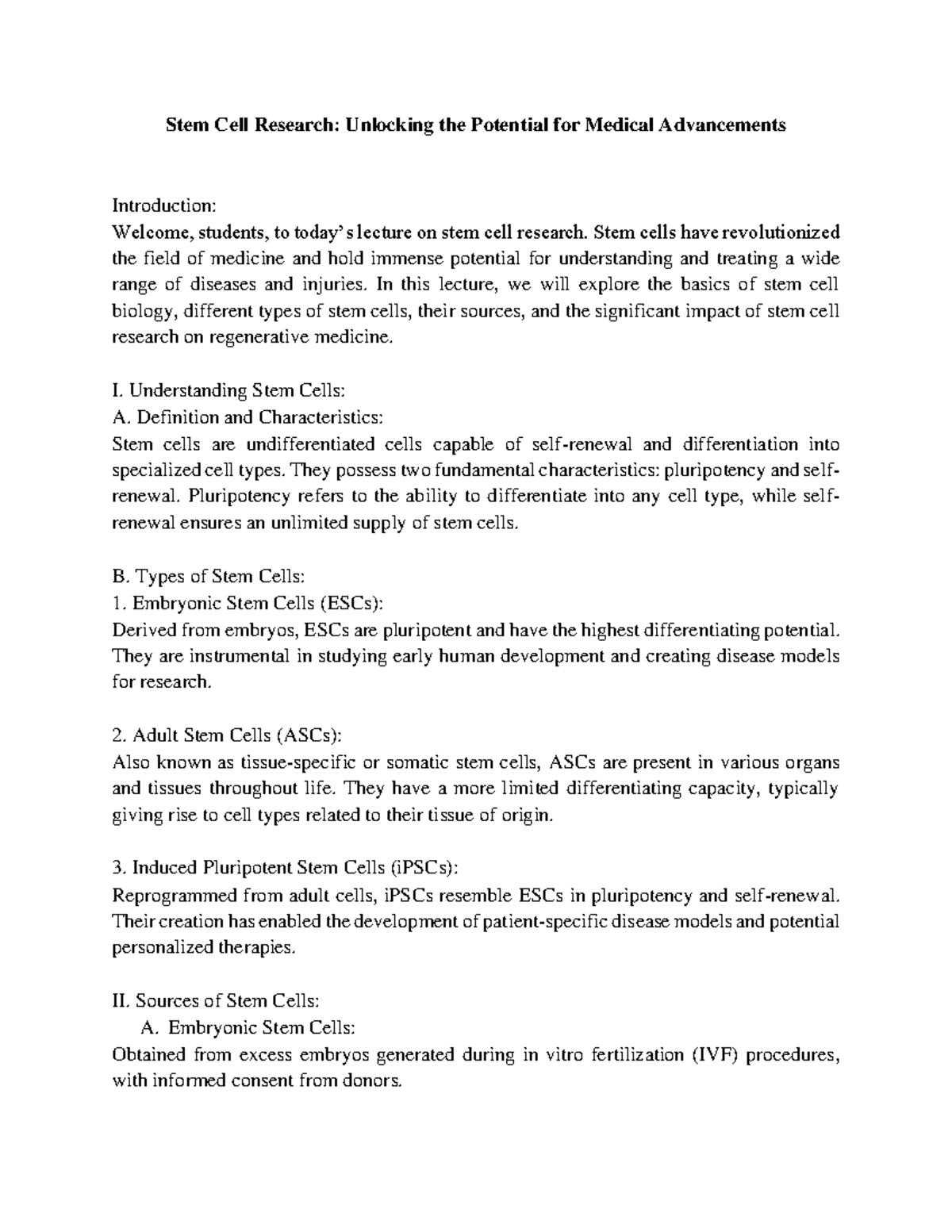 Stem Cell Research - Unlocking the Potential for Medical Advancements ...