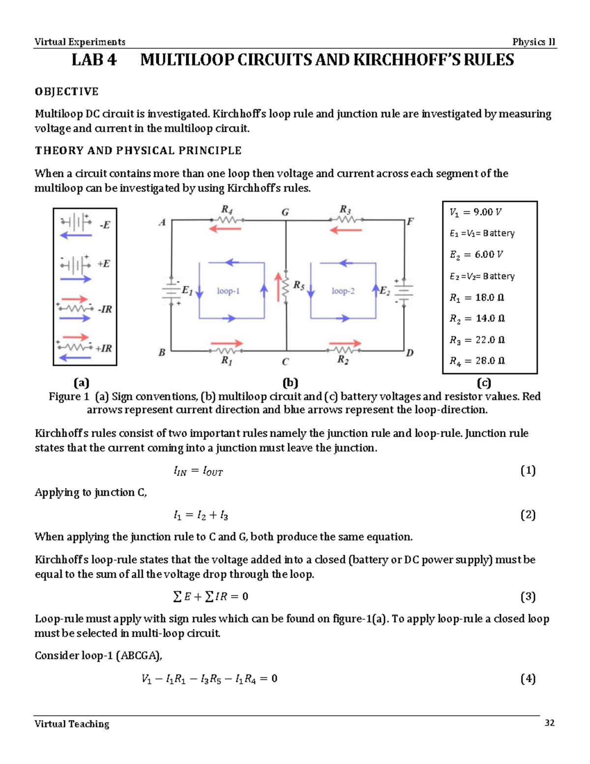 Lab 4 Multiloop Circuits and Kirchhoff's Rules - LAB 4 MULTILOOP ...