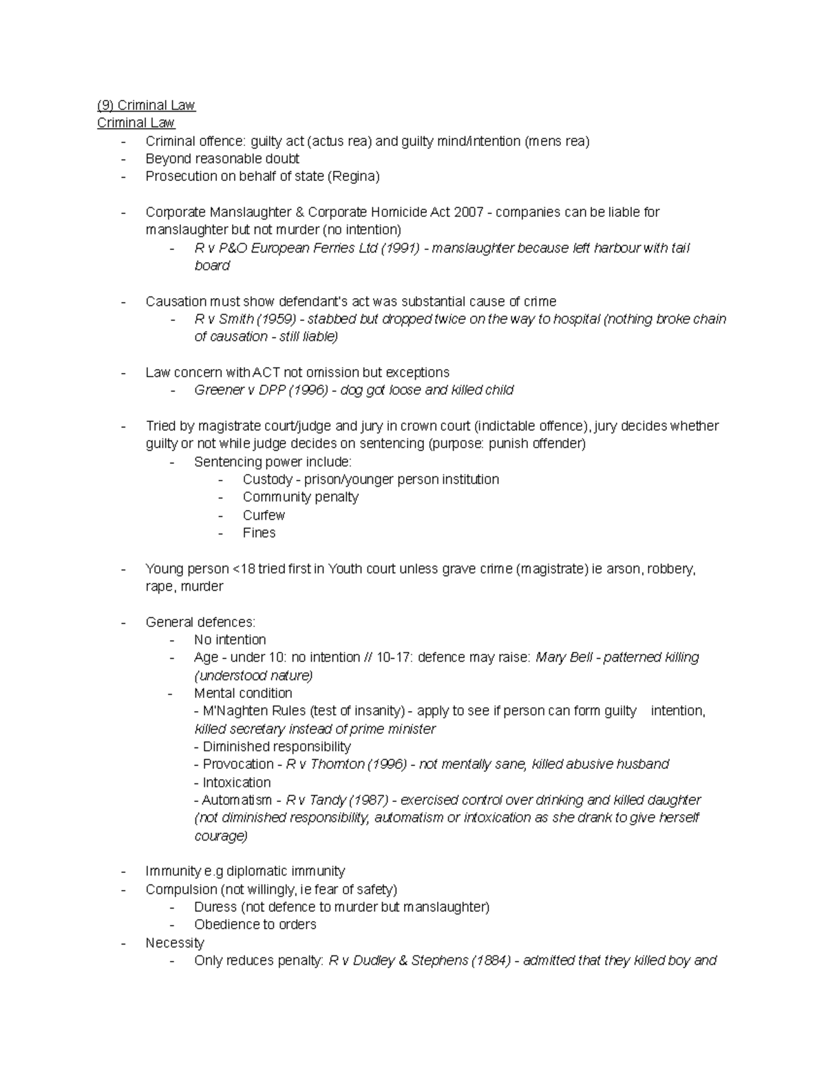 (9) Criminal Law - Summary Introduction to Business Law - (9) Criminal ...