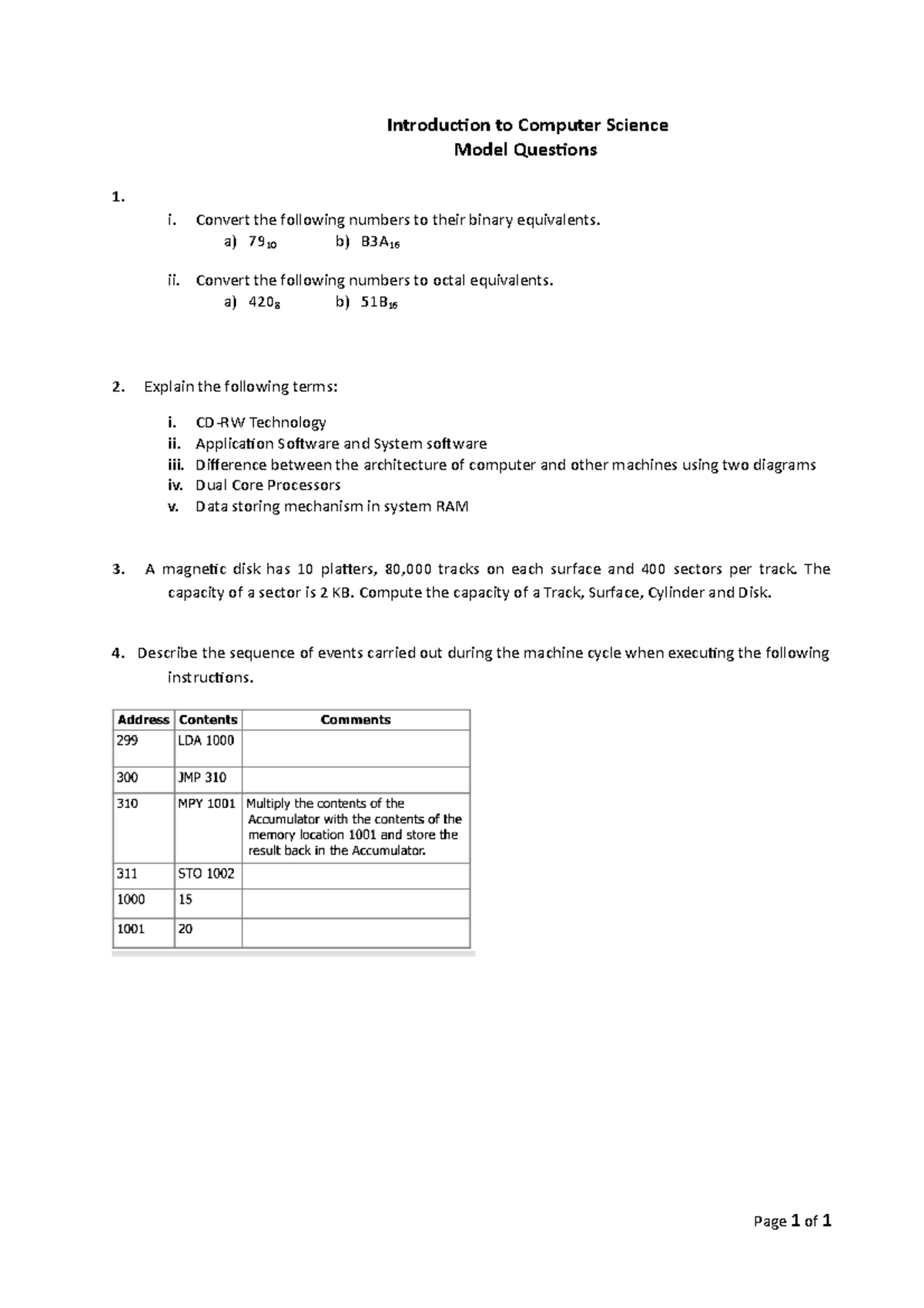 Intro Model Questions - hkkik - Introduction to Computer Science Model ...