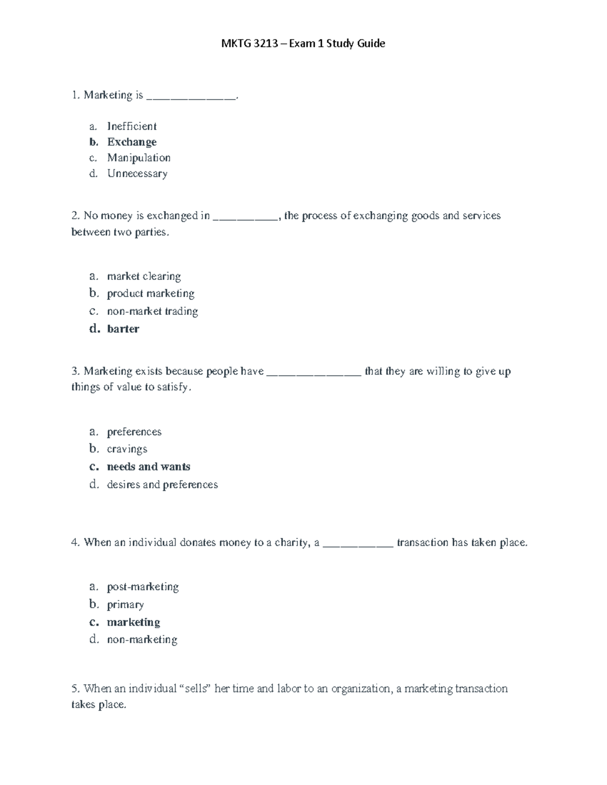 MKTG 3213 - Exam 1 Study Guide-2022 - MKTG 3213 – Exam 1 Study Guide 1 ...