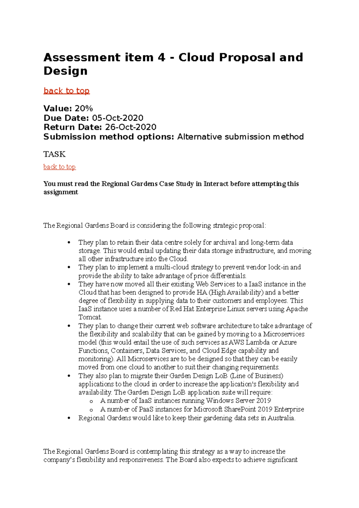 Assessment item 4 cloud - Assessment item 4 - Cloud Proposal and Design ...