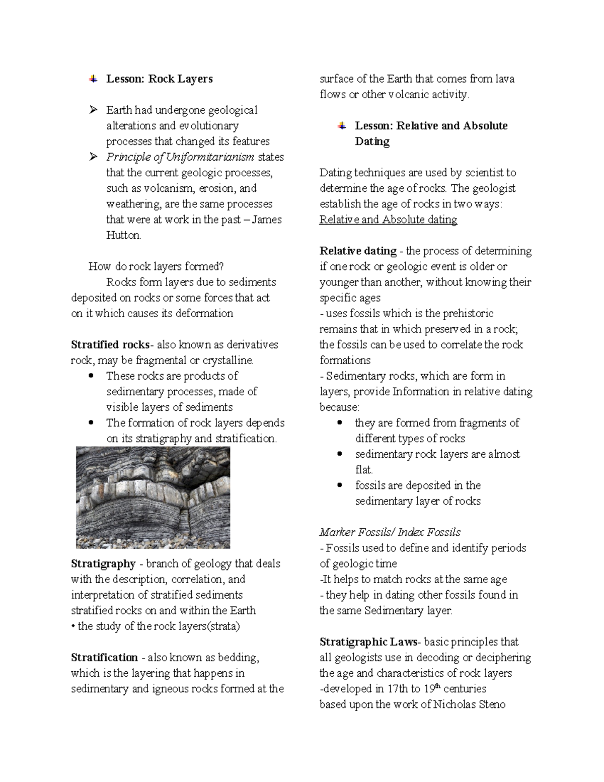 Earthsci midterm - Lesson: Rock Layers Earth had undergone geological ...