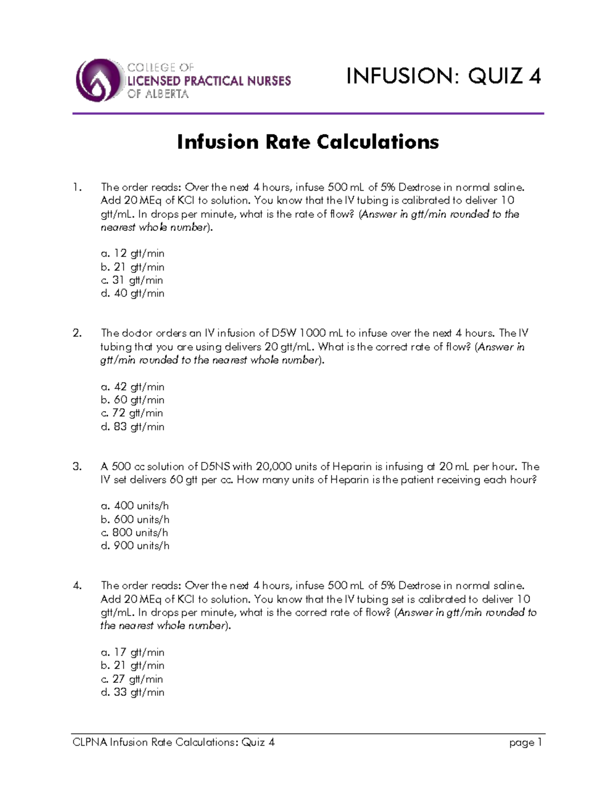 MAE practice - Infusion Rate Calculations The order reads: Over the ...