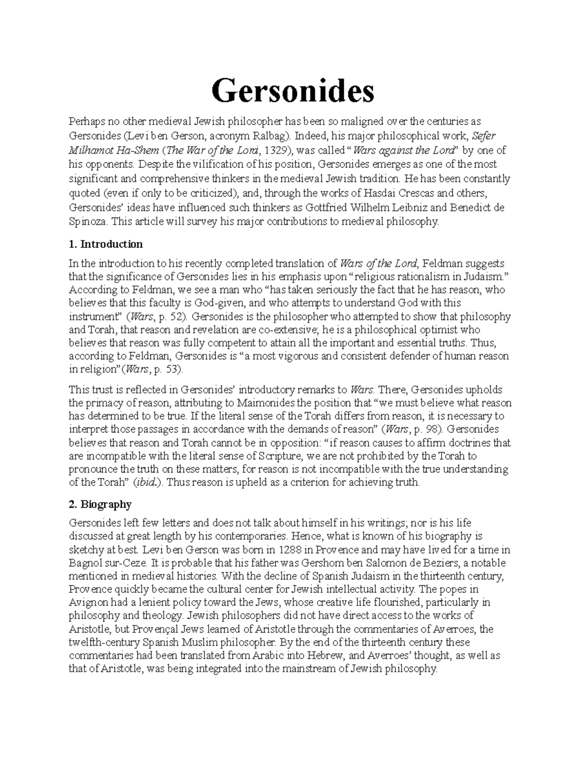Lecture 1 – Gersonides - Gersonides Perhaps no other medieval Jewish ...