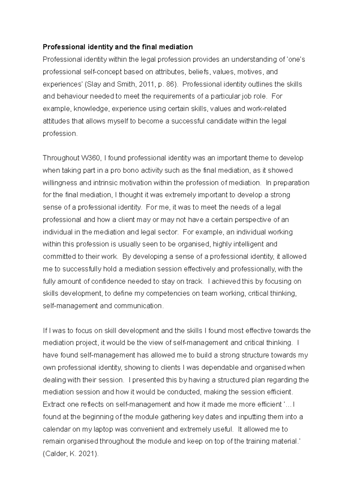 Professional identity - 86). Professional identity outlines the skills ...