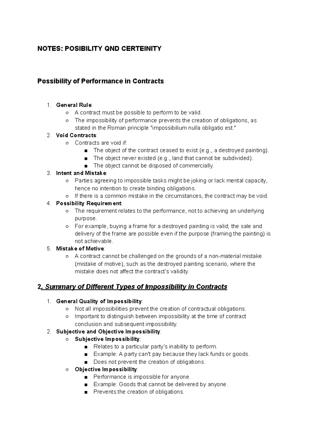 Notes Possibility AND Certainty - NOTES: POSIBILITY QND CERTEINITY ...