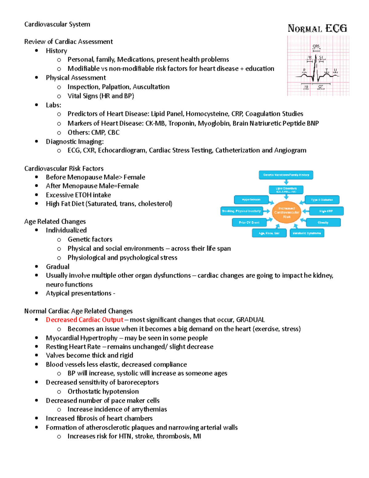 2020-NURS421 Gero Cardiovascular System lecture notes - Cardiovascular ...