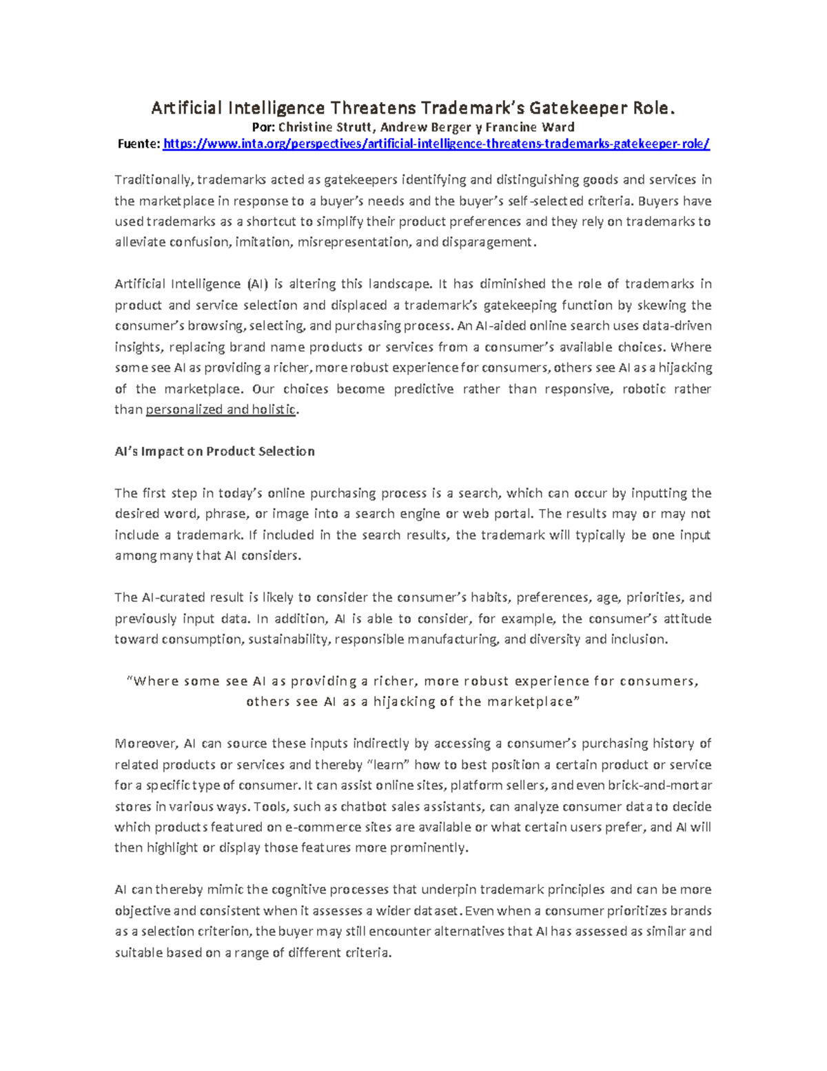 TEMA 2 - Artificial Intelligence Threatens Trademark Gatekeeper Role ...