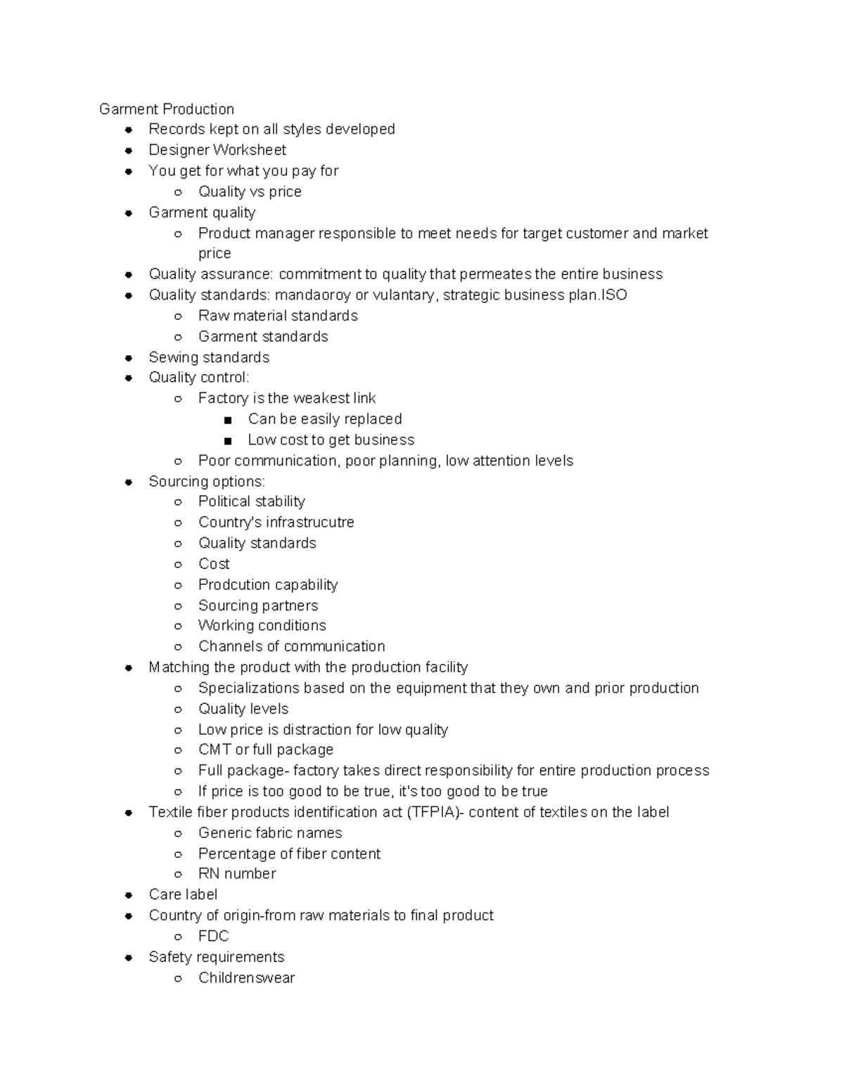 Garment Production - Studocu