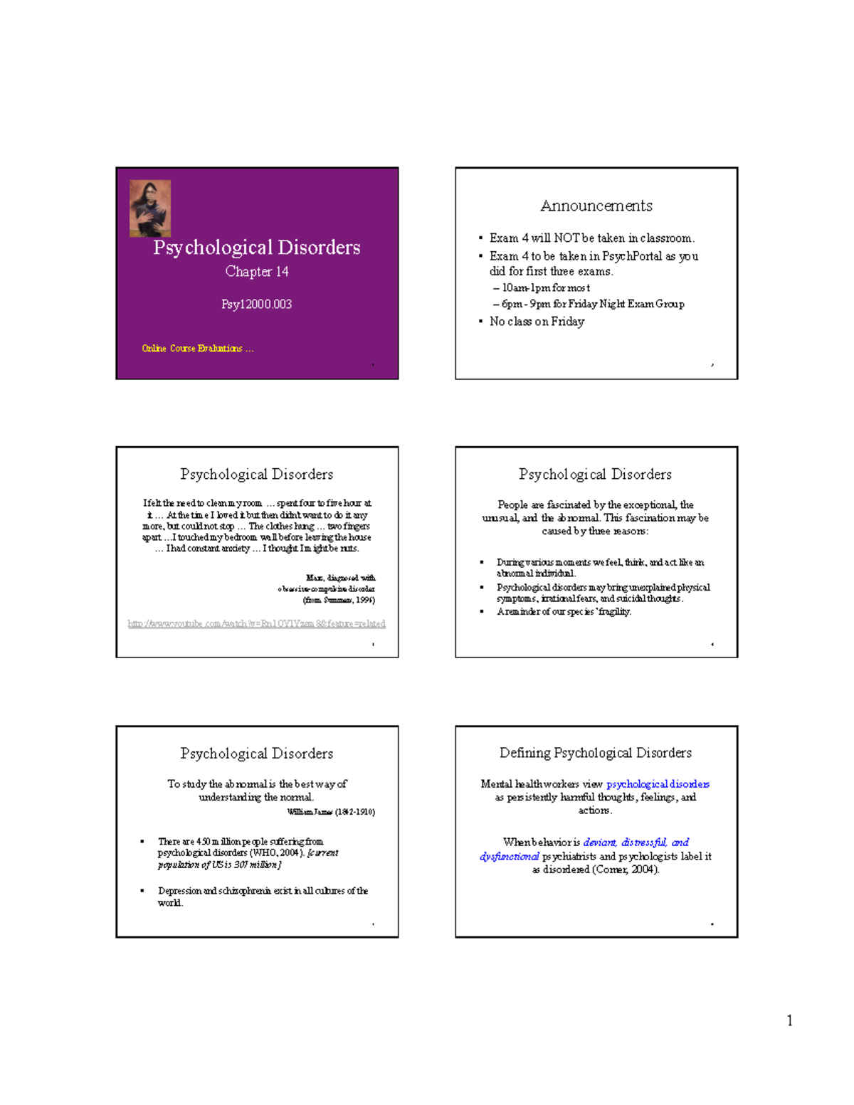 Lecture Slides Lecture 14 Announcements Chapter 14 Exam 4 Will Not Be Taken In Classroom
