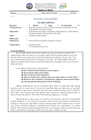 Learning Activity Sheet No. 1 ELS - Quarter: 1 Week: 1 Subject: Earth and Life Science Learning ...