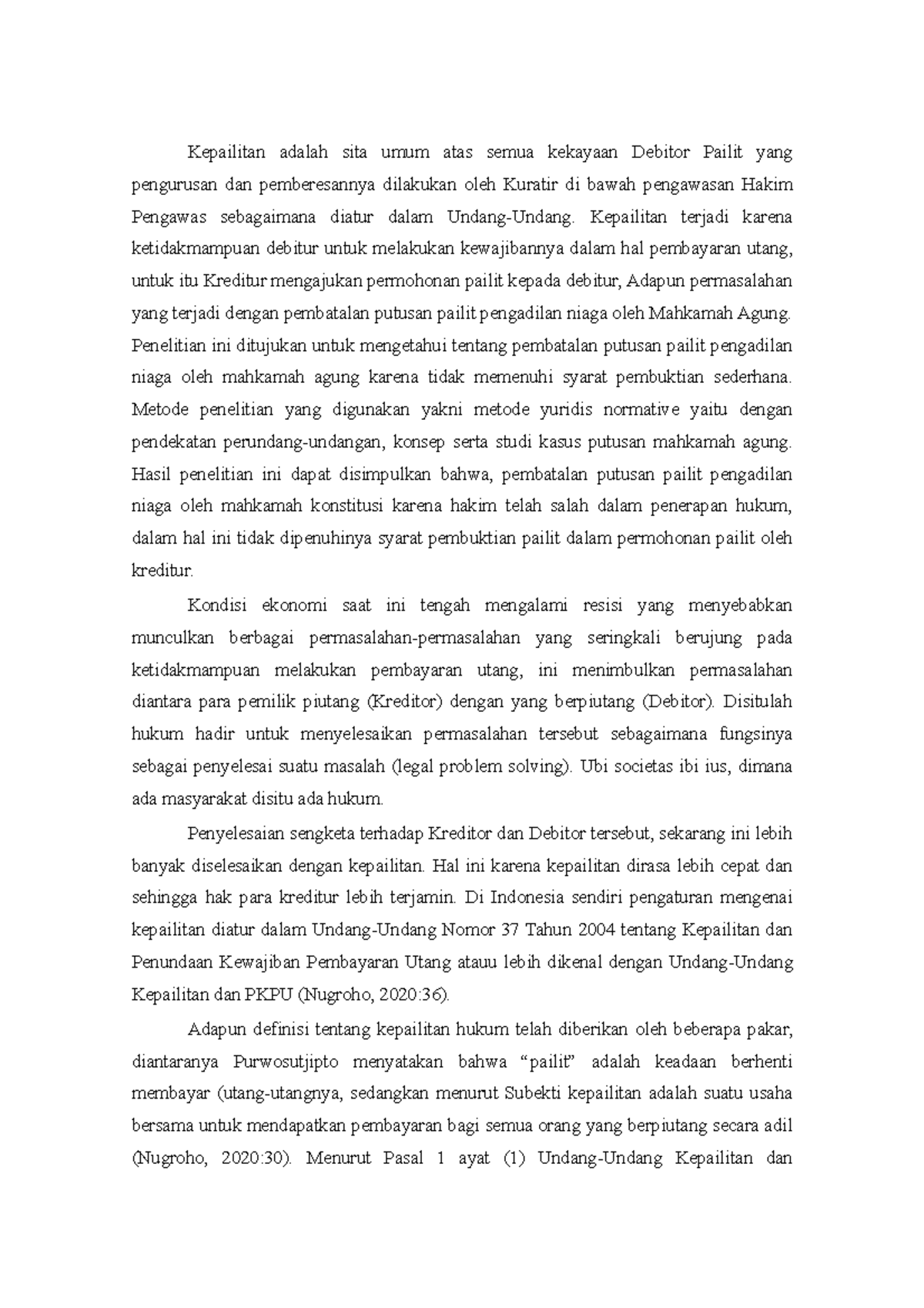 Pembatalan Putusan Pailit 1 - Kepailitan adalah sita umum atas semua ...