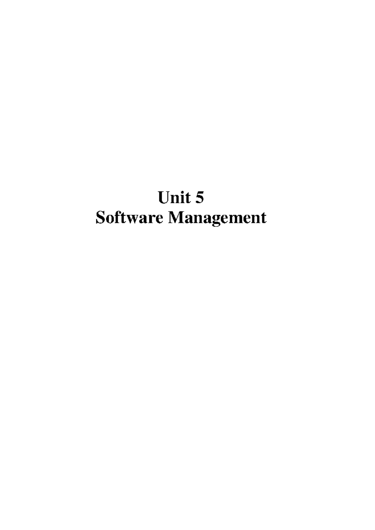 Unit 5 software engineering - b.tech - Unit 5 Software Management - Studocu