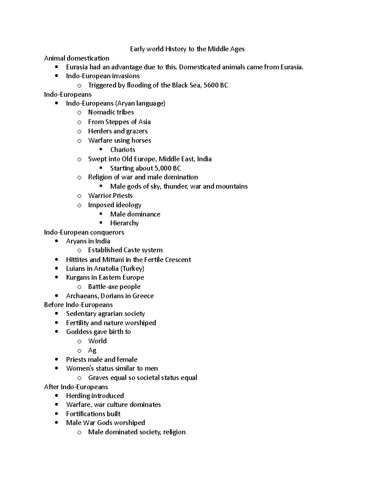26. Early World History to the Middle Ages - Early world History to the ...