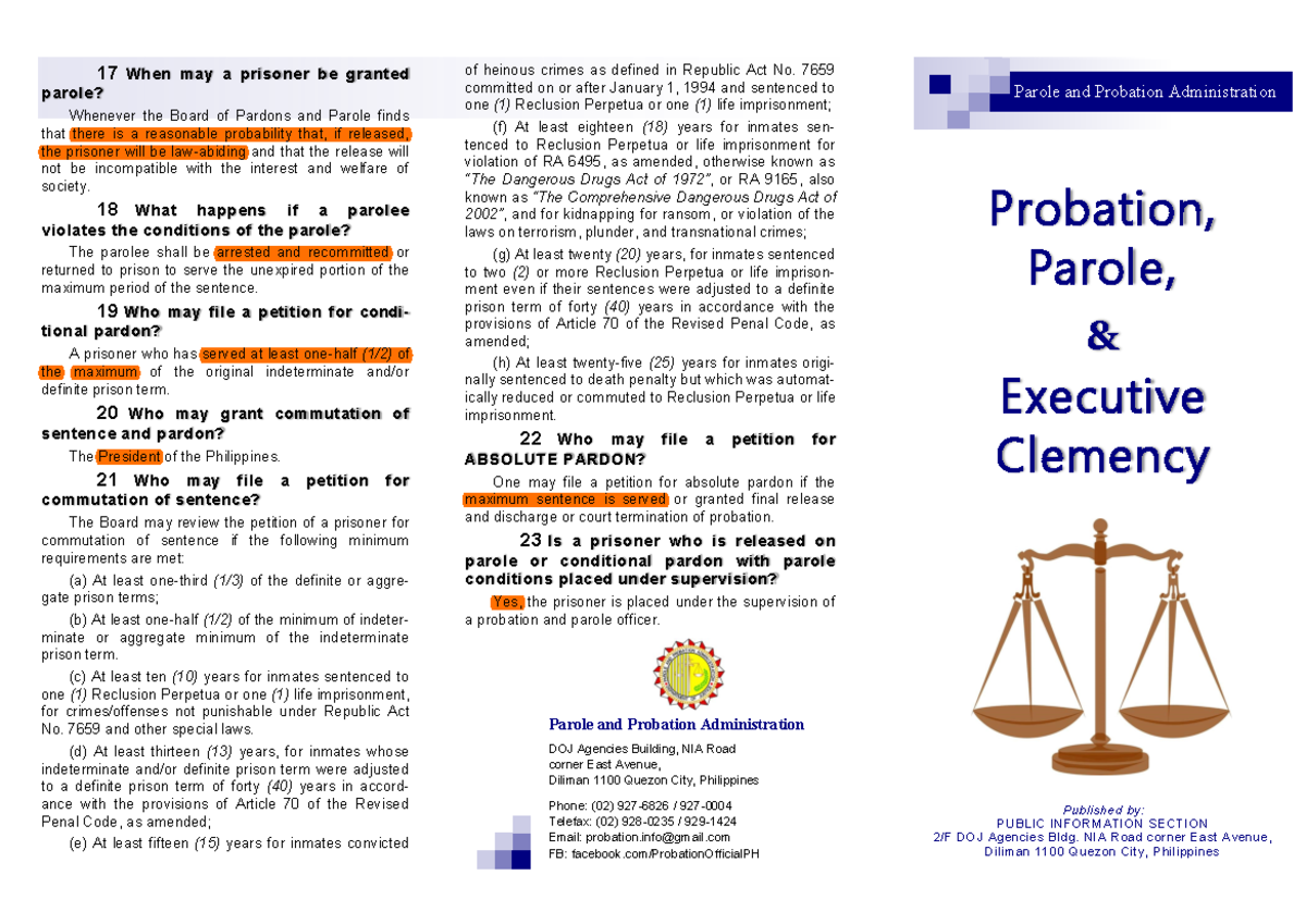 Facts about probation - Phone: (02) 927-6826 / 927- 0004 Telefax: (02 ...
