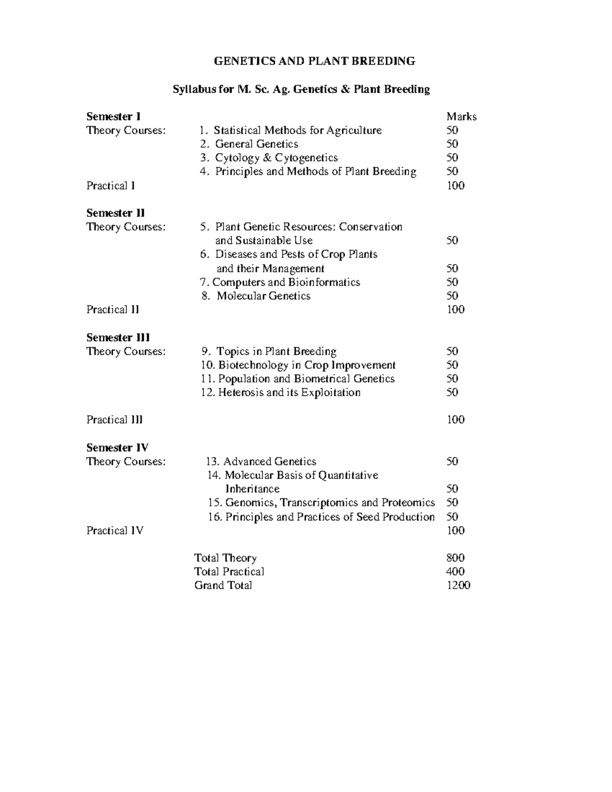 29syl - Abcdef - GENETICS AND PLANT BREEDING Syllabus for M. Sc. Ag. Genetics & Plant Breeding ...