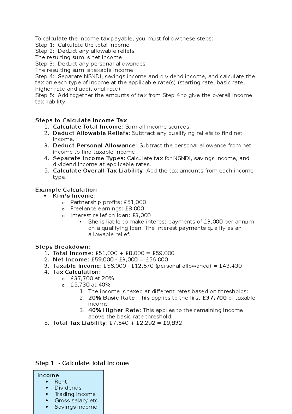 Income tax - To calculate the income tax payable, you must follow these ...