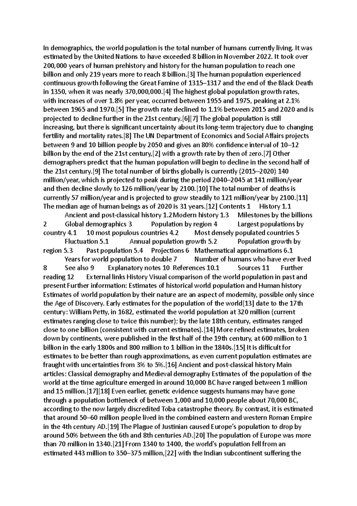 World population 4 - Summary - In demographics, the world population is ...