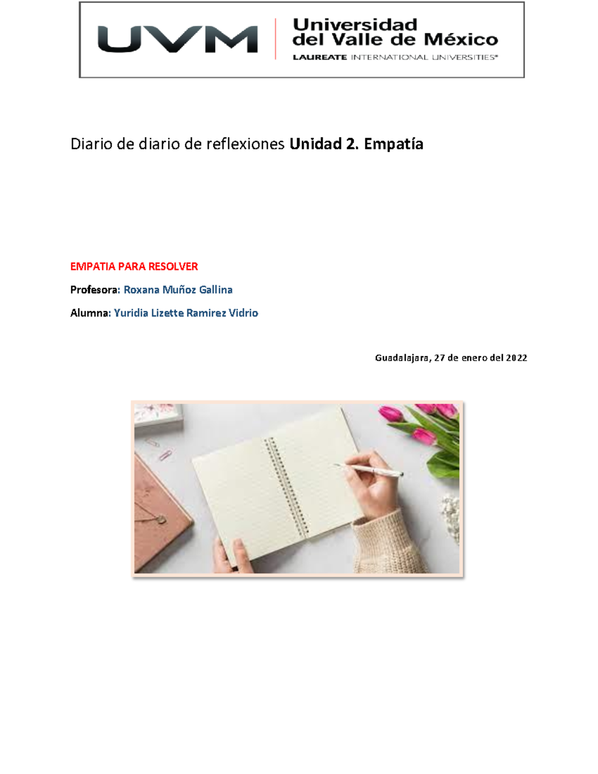 Diario de diario de reflexiones Unidad 2. Empatía - Diario de diario de reflexiones Unidad 2 ...