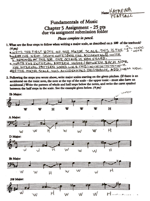 MUSC 1030 / Fundamentals of Music / Homework Assignment / Ch. 1 ...