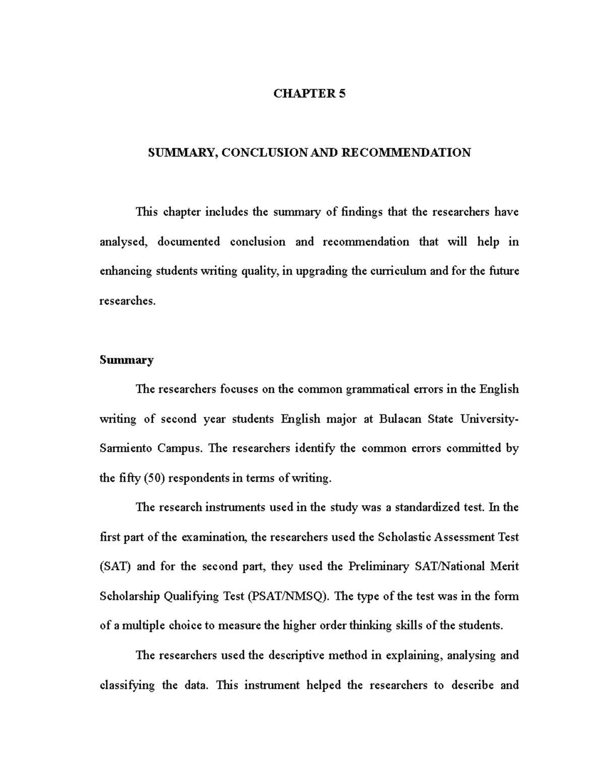 Chapter 5 Chaper 5 Thesis CHAPTER 5 SUMMARY CONCLUSION AND