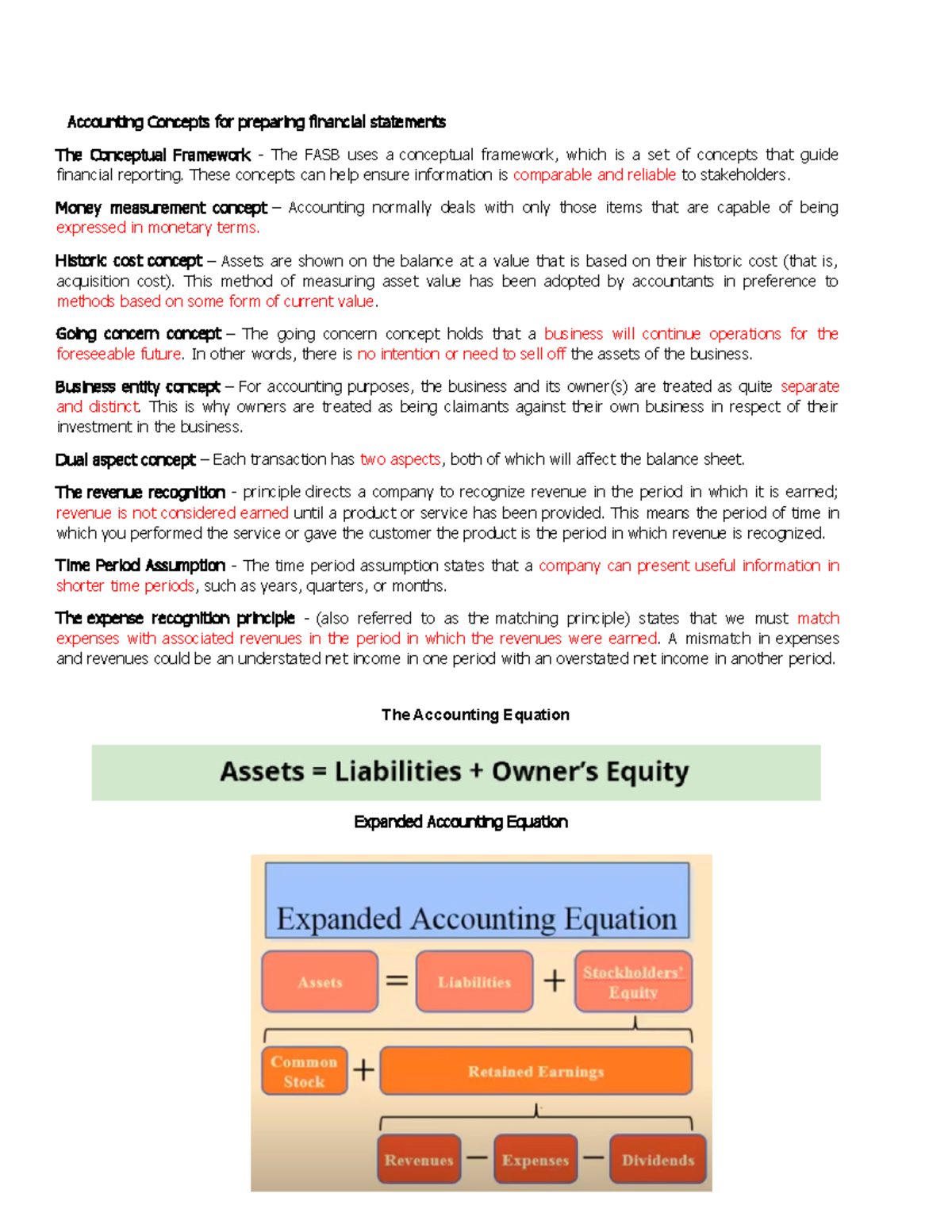 Reviewer FAR - lecture notes - Accounting Concepts for preparing ...