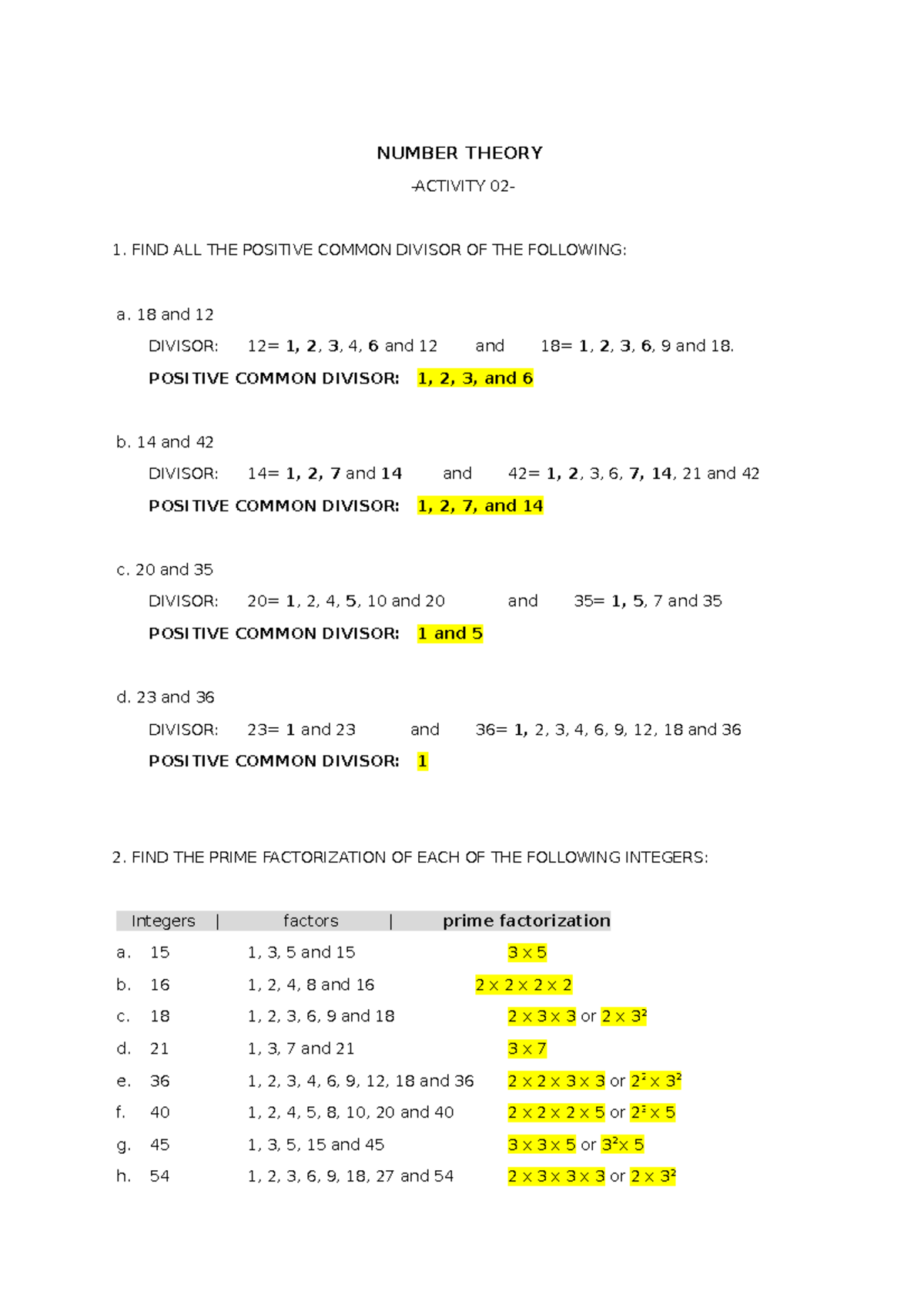 Number theory activity 02 Number theory activity 02 - NUMBER THEORY ...