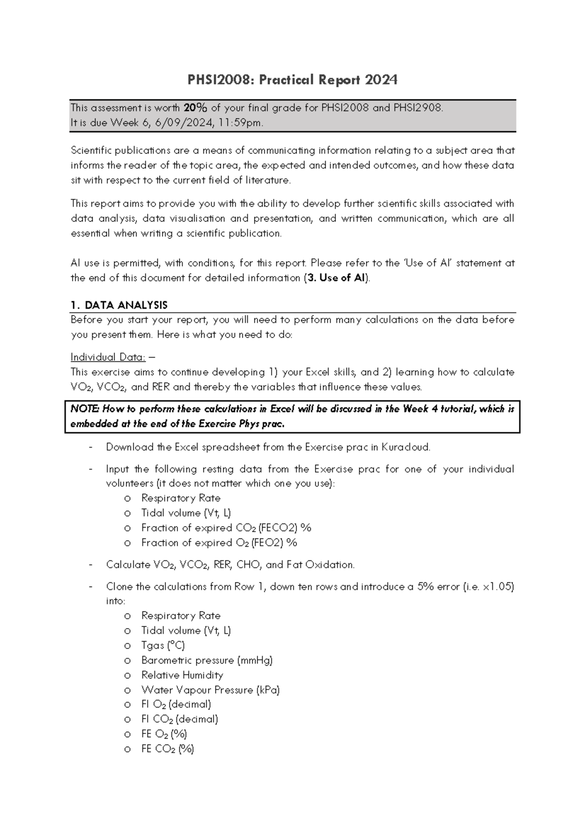 PHSI2X08 prac report Instructions 2024 - PHSI2008: Practical Report ...