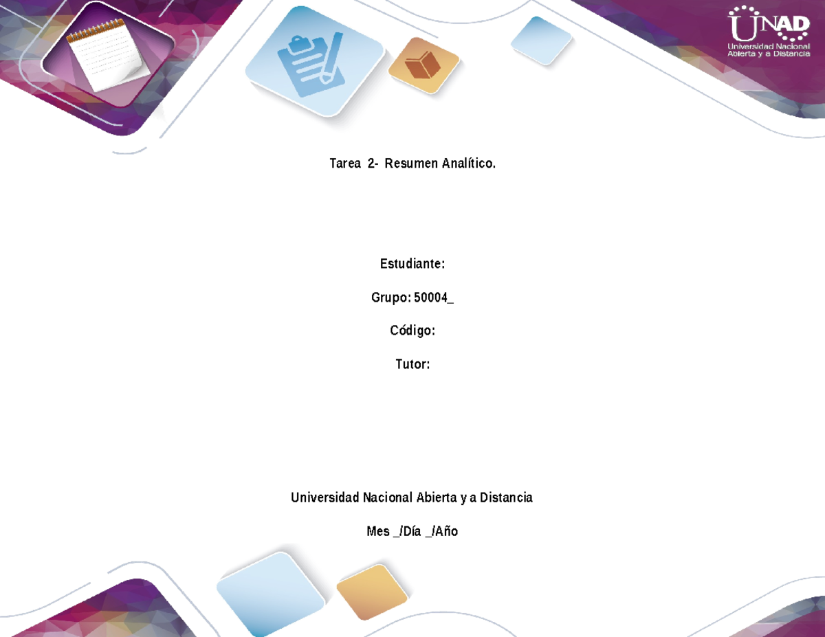 Formato tarea 2 -Resumen Analitico - Epistemología e Historia de la Pedagogía - Tarea 2- Resumen ...