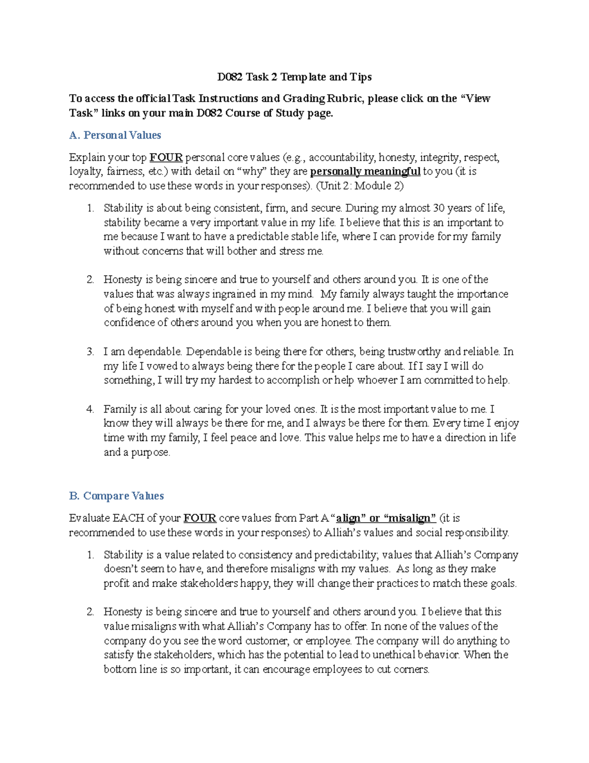 D082 Task 2 Template and Tips 1121 - D082 Task 2 Template and Tips To access the official Task ...