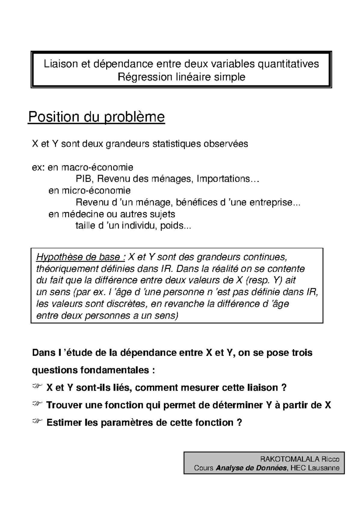 Stat regression - exercice corrigée régression multiple - Liaison et ...