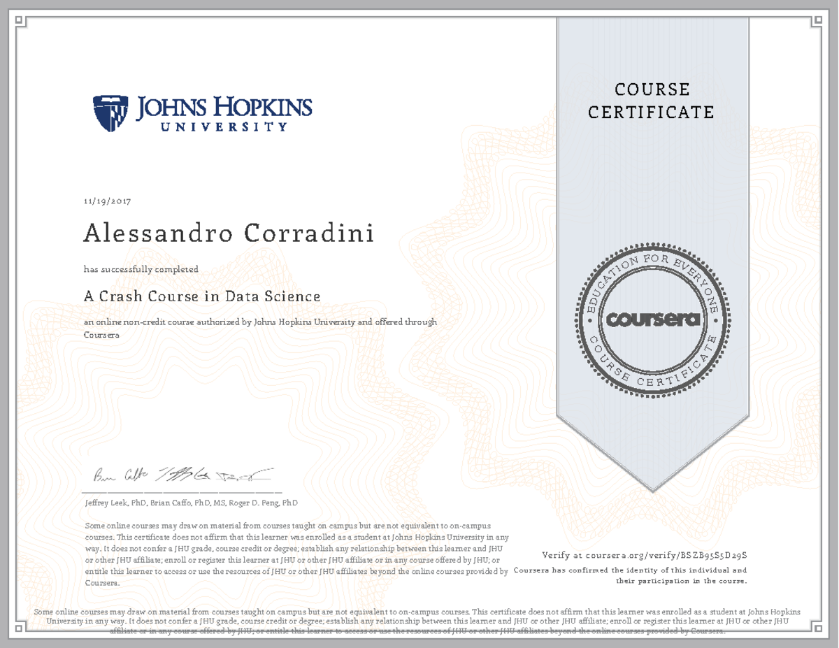 Coursera - A Crash Course in Data Science - John Hopkins University - E ...