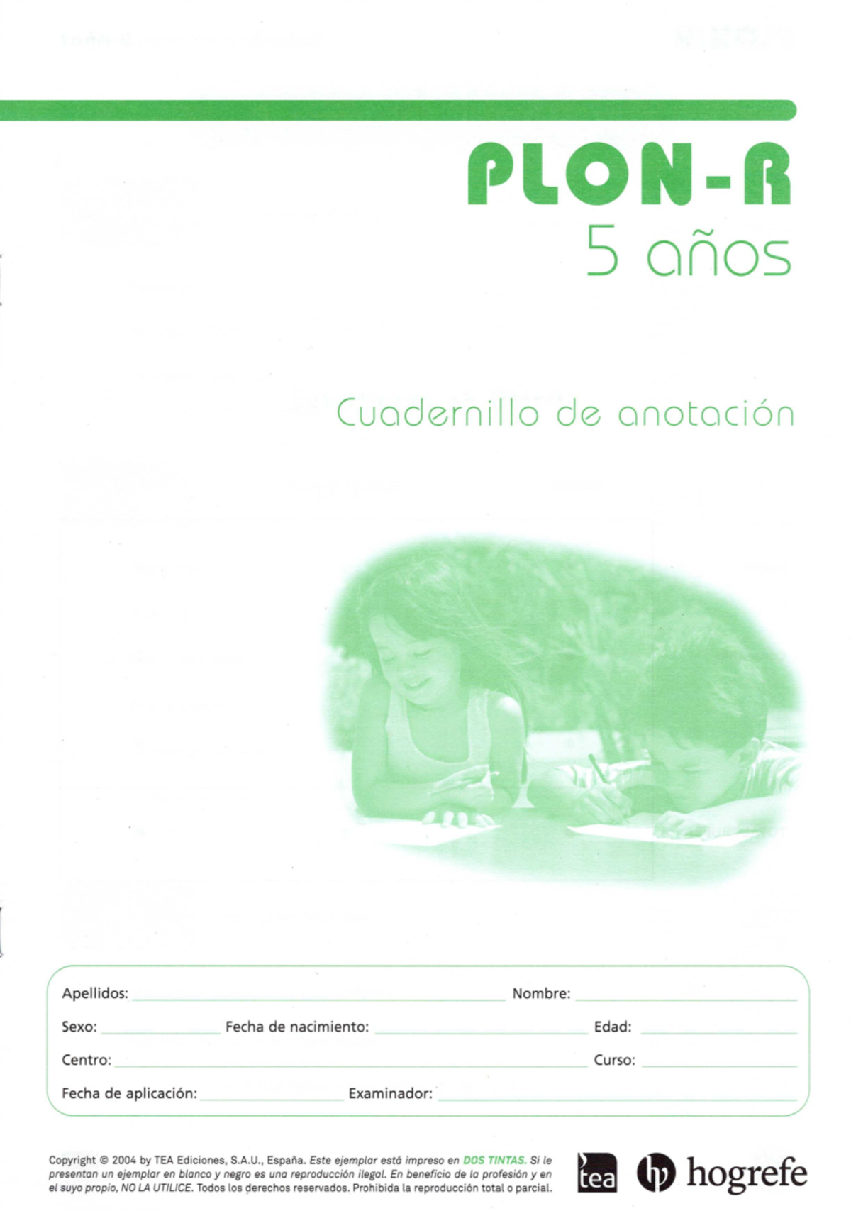 Plon -R 5-años Cuadernillo de anotación - Alteraciones del lenguaje ...
