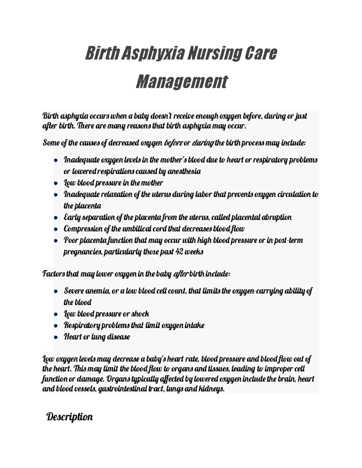 Birth Asphyxia - Nursing Plan management - Birth Asphyxia Nursing Care ...