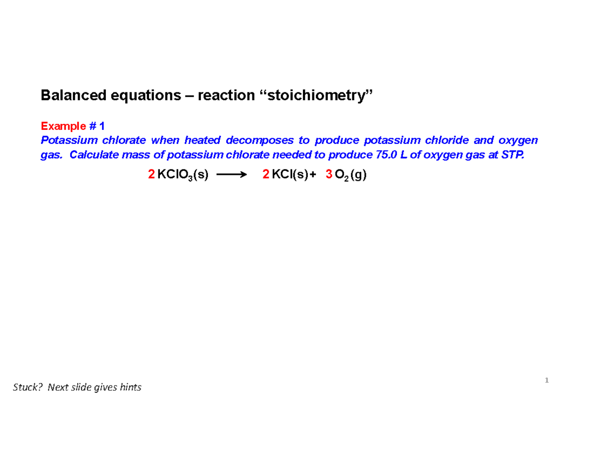 Solutions Mod1 Review L4 limiting reagent - Balanced equations ...
